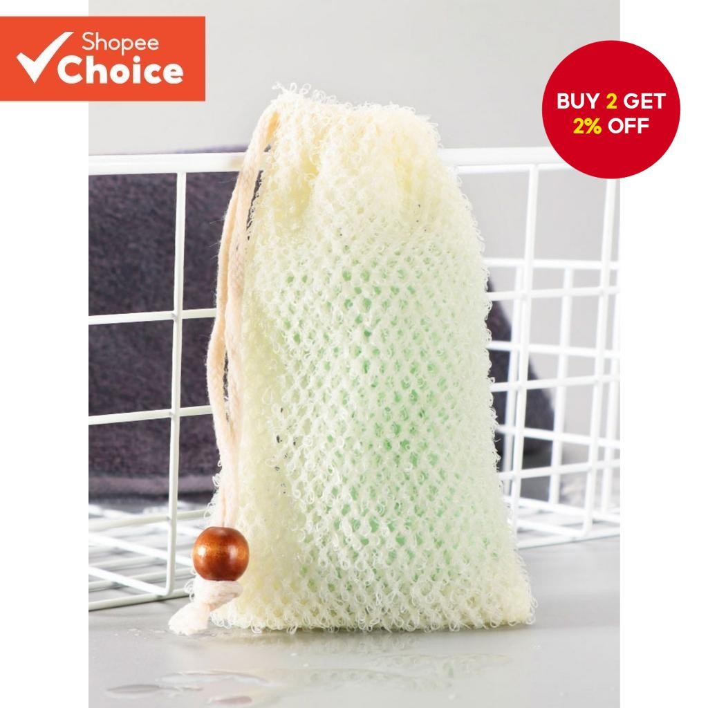 Creamy Double-Layer Nylon Mesh Soap Saver Sack Durable Exfoliating ...