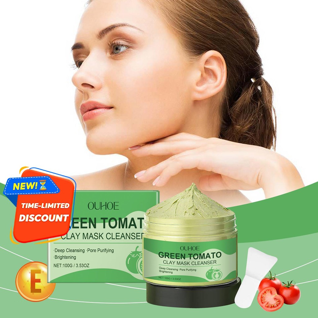 Green Tomato Detox Clay Mask 100g + Tool | Deep Cleansing & Hydrating ...