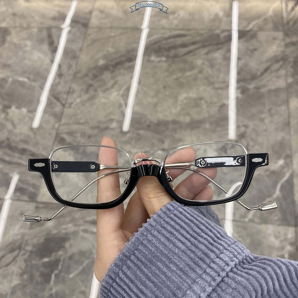 Anti Blue Light Myopia Glasses Anti Eyestrain Square Lower Semi Frame ...