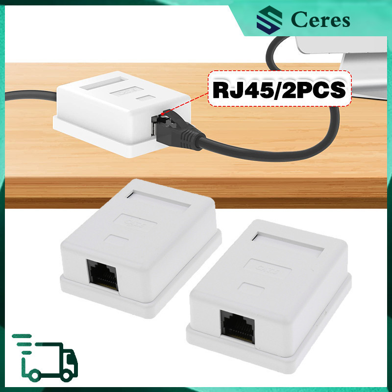 2pcs Single Port Cat6 Modular Box Wall Surface Mount Box RJ45 Network ...