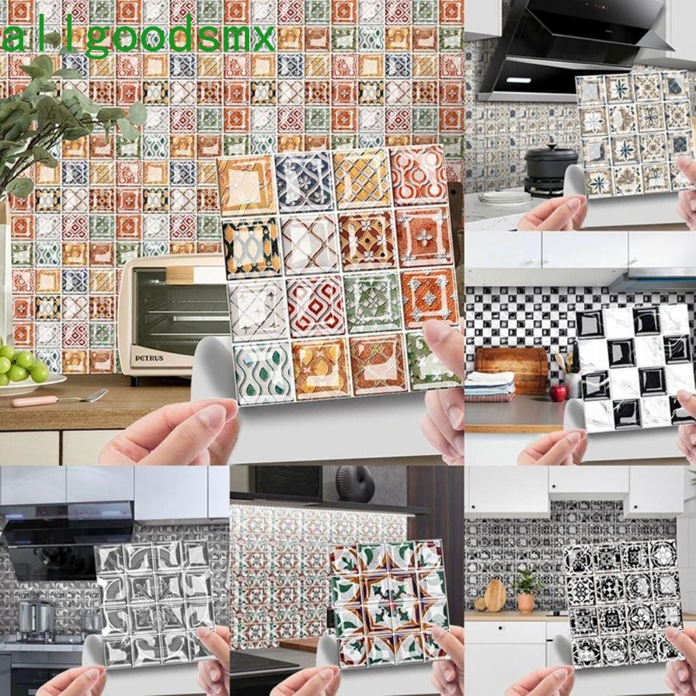 ALLGOODS 10Pcs Mosaic Tiles Wall Sticker, 10x10CM 3D Mosaic Crystal ...