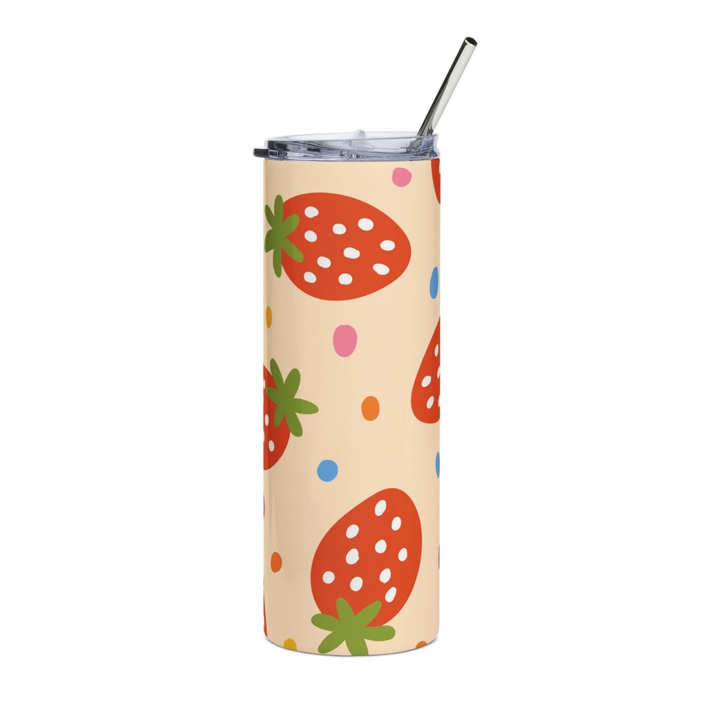 Strawberry Pattern Pastel Colors KP Stainless Steel Tumbler, 20oz ...