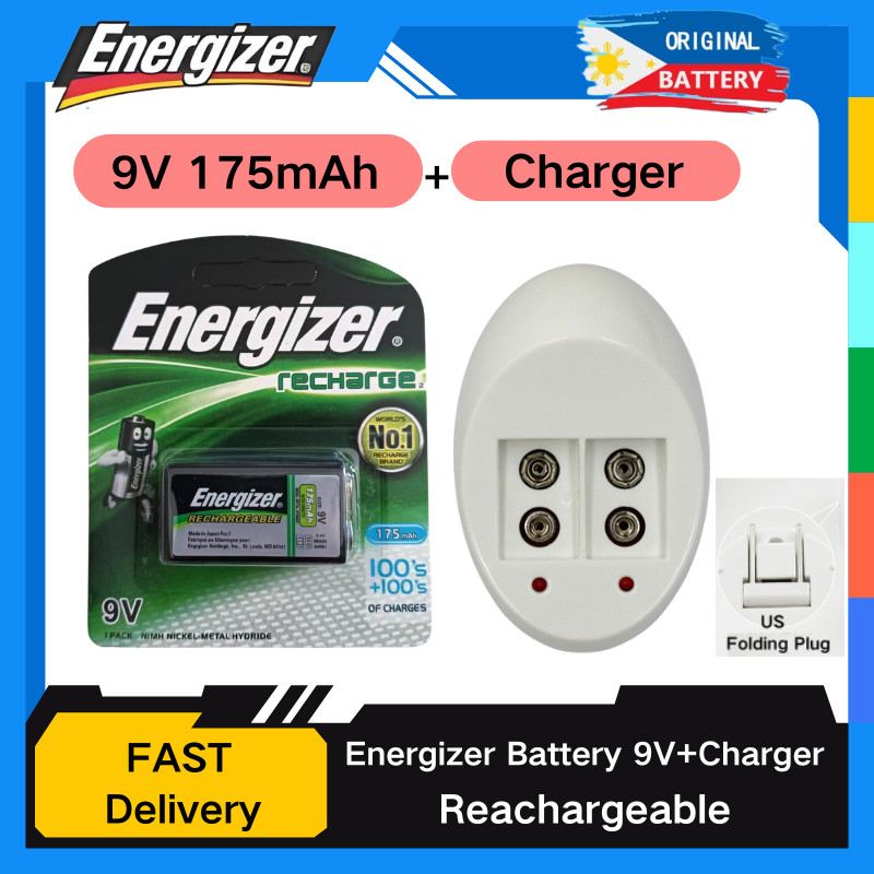 Original 1PCS Energizer 9V NiMH Rechargeable 175mAh Battery with 9V ...