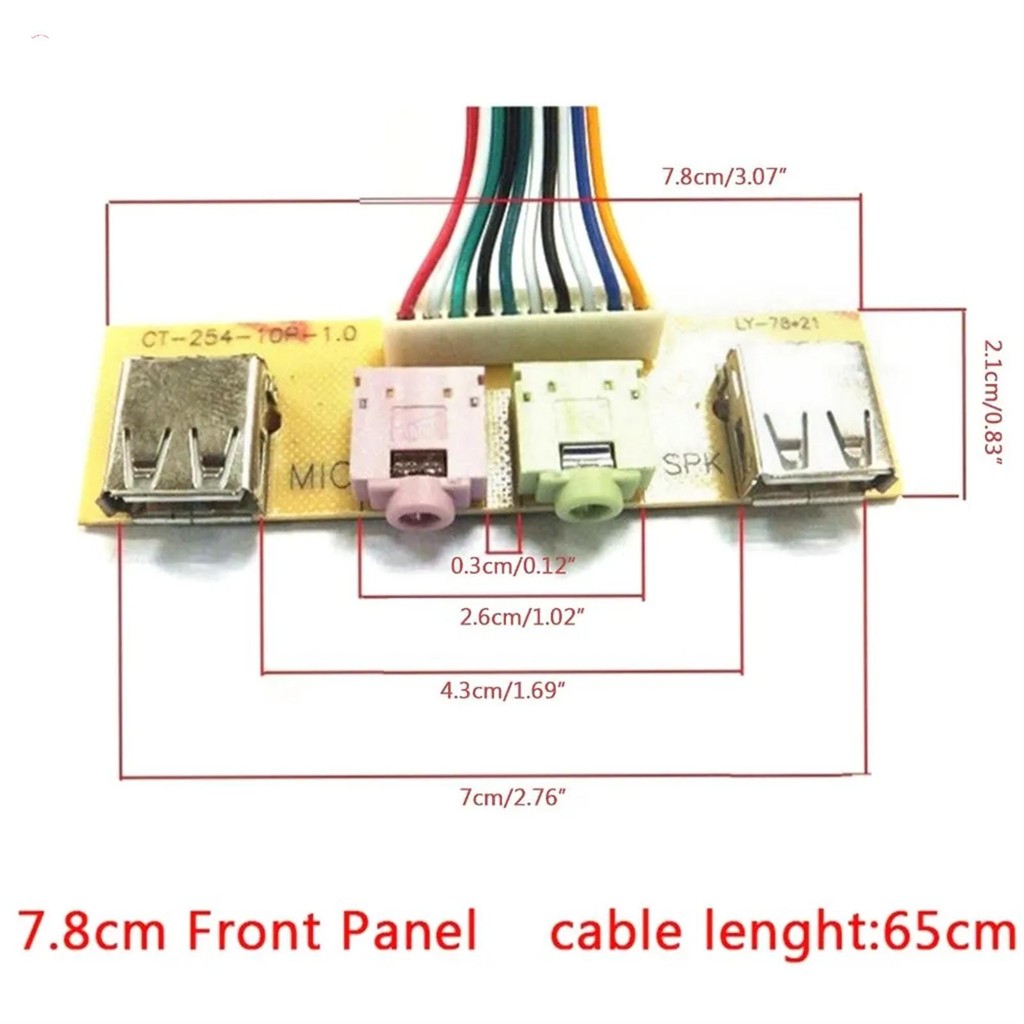Computer Front Panel Cable 6.8cm Length Plug and Play Reversible ...