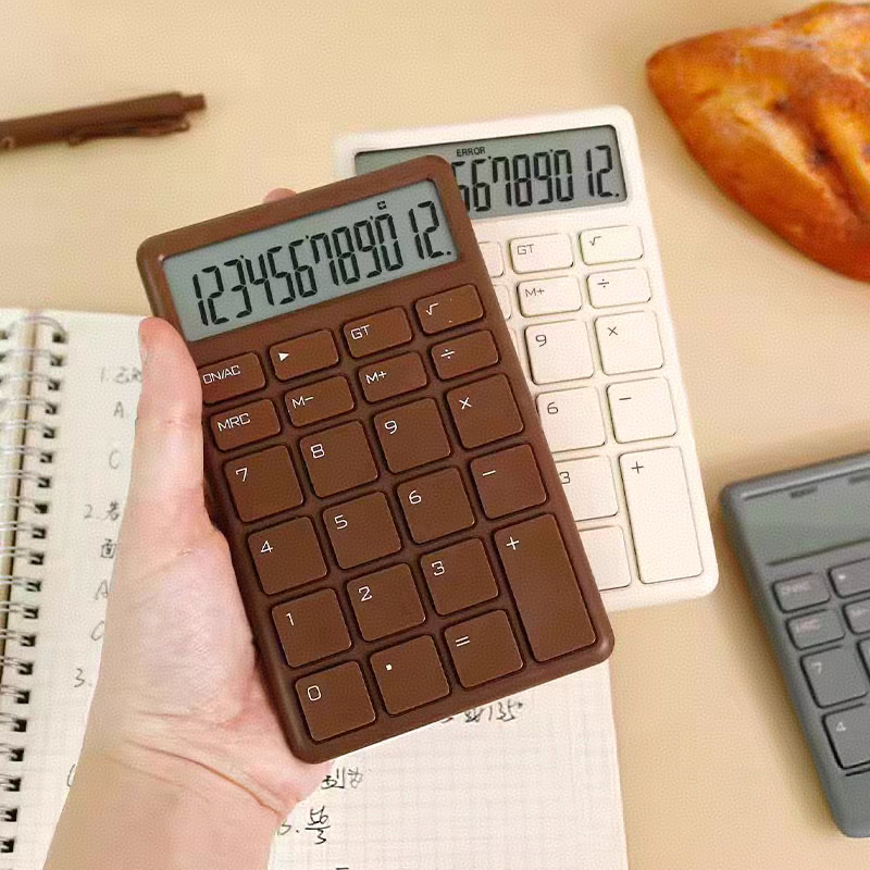 12 Digit Calculator Chocolate Series Elegant Basic Calculator Big Size ...