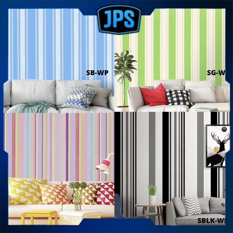 JPS PVC wallpaper stripes PVC adhesive wall sticker | Shopee Philippines