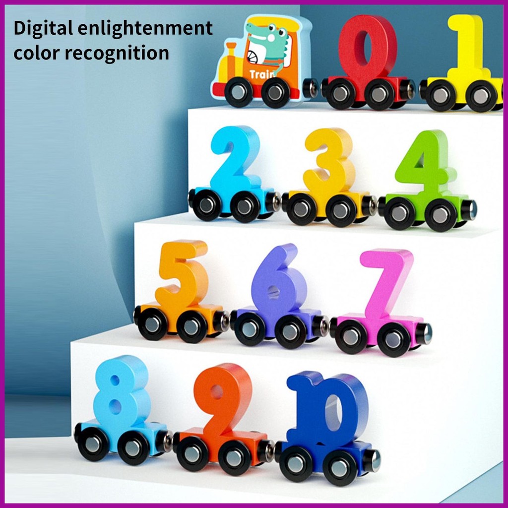 Wooden Train Preschool Magnetic Educational Set Color Number ...