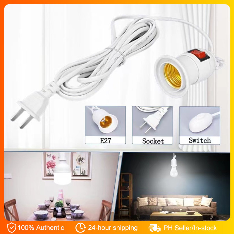 E27 Light Lamp Bulb Holder 3M/5M/10M Socket with Switch LED CCTV Bulbs Extension Cord | Shopee ...