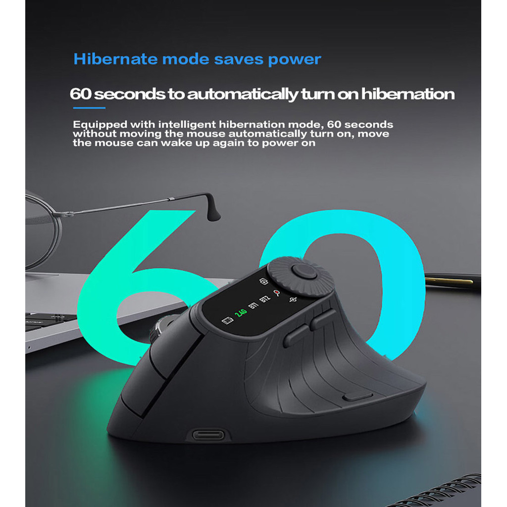 Vertical Wireless Mouse With Function Adjustment Knob Bluetooth 2.4G ...