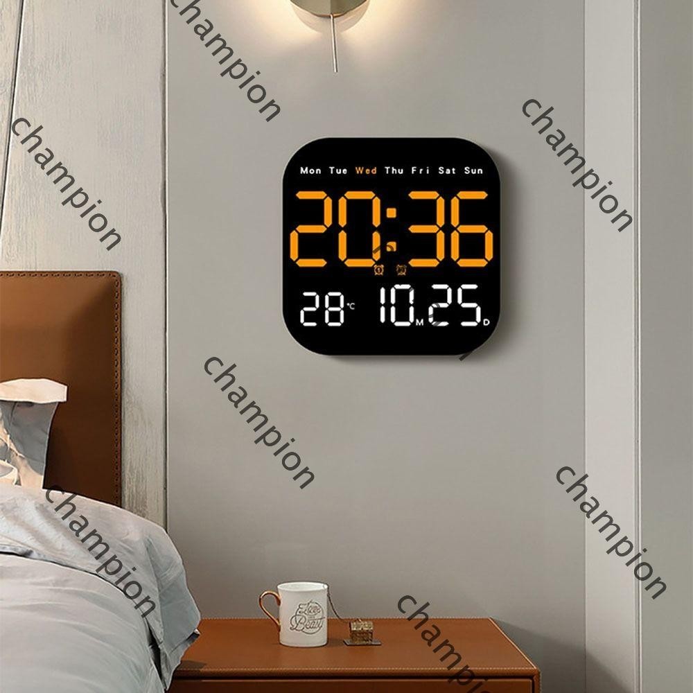 CHAMPIONO Electronic Wall Clock, Wall-mounted Date Digital LED Clocks ...