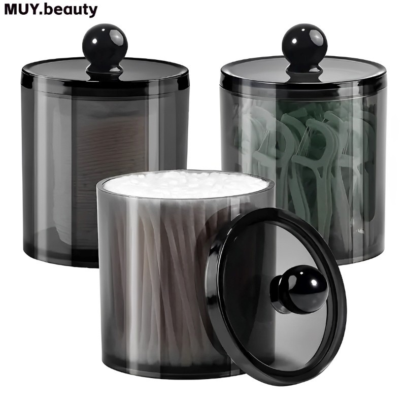 Cotton Swabs Holder Bathroom Vanity Countertop Storage Organizer Clear ...