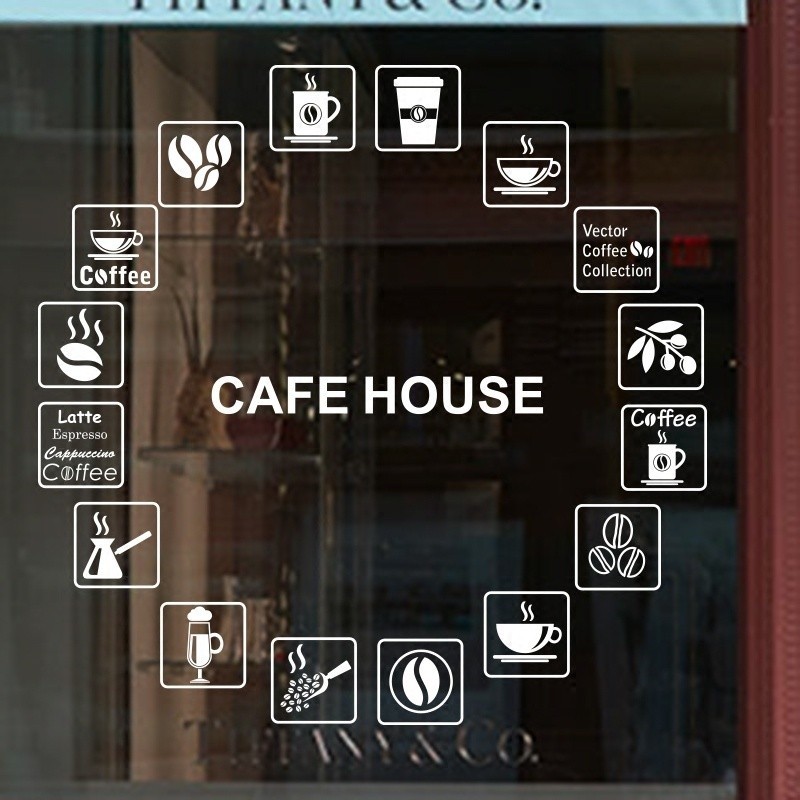 Coffee Shop Decorative Stickers coffee Wall Stickers Glass Door ...