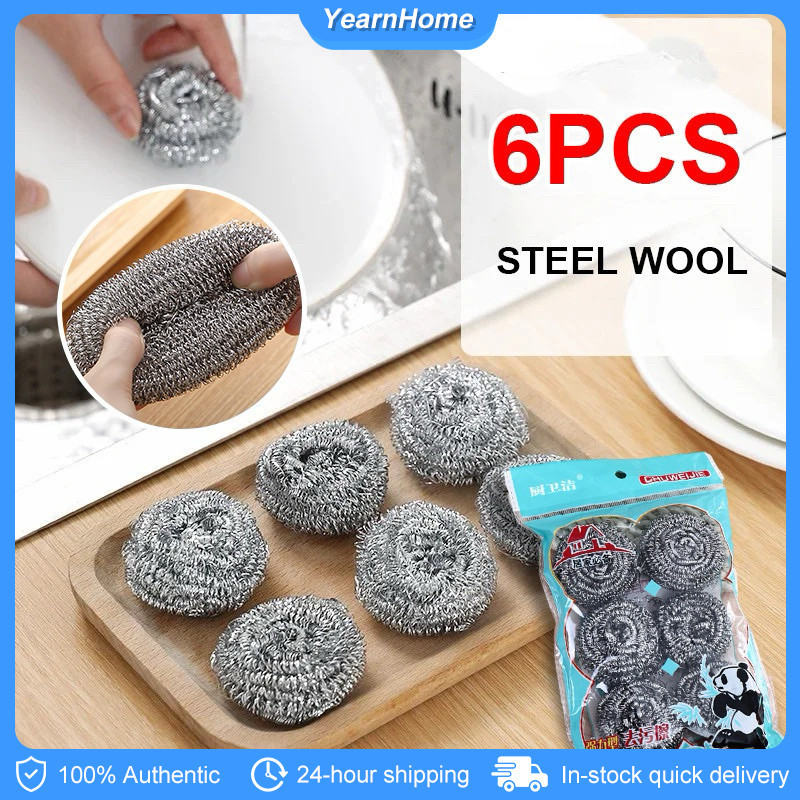 6pcs Stainless Steel Scouring Ball Metal Scouring Pads Stainless Steel ...