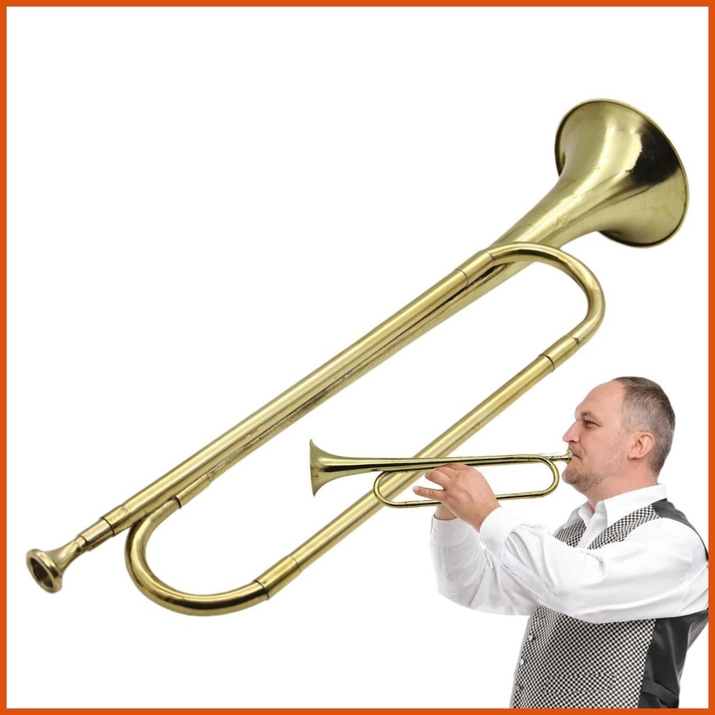 Trumpet Bugle Gold Plated Brass Cavalry Bugle Horn B Flat Bugle Brass ...
