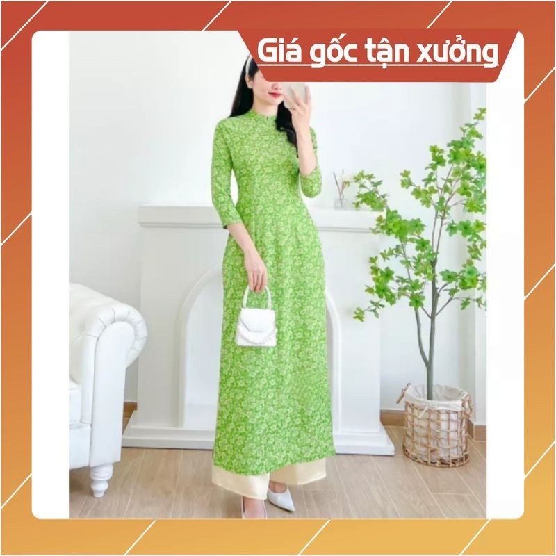Traditional ao dai with willow brocade, hot brocade model this year ...