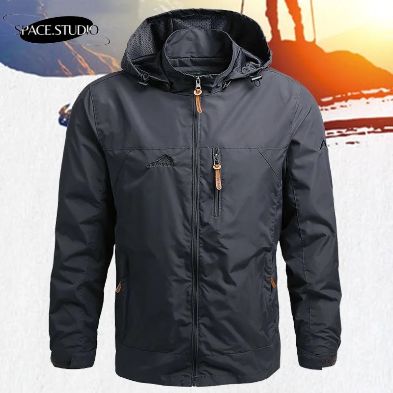 Men's Outdoor Windbreaker Jacket Lightweight Hooded Coat Breathable ...