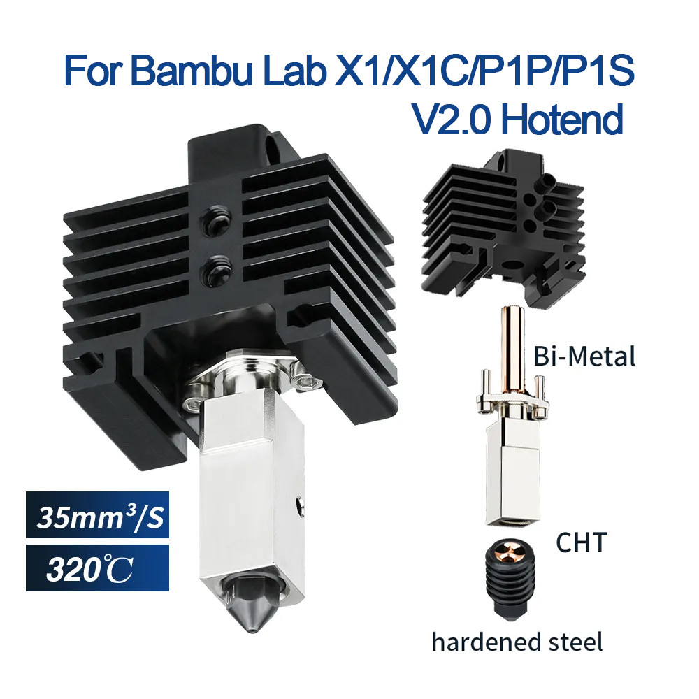 Upgrade Hotend For Bambu Lab X1 X1Carbon Bi Metal Heatbreak CHT Hardsteel Nozzle Fit Bamboo ...