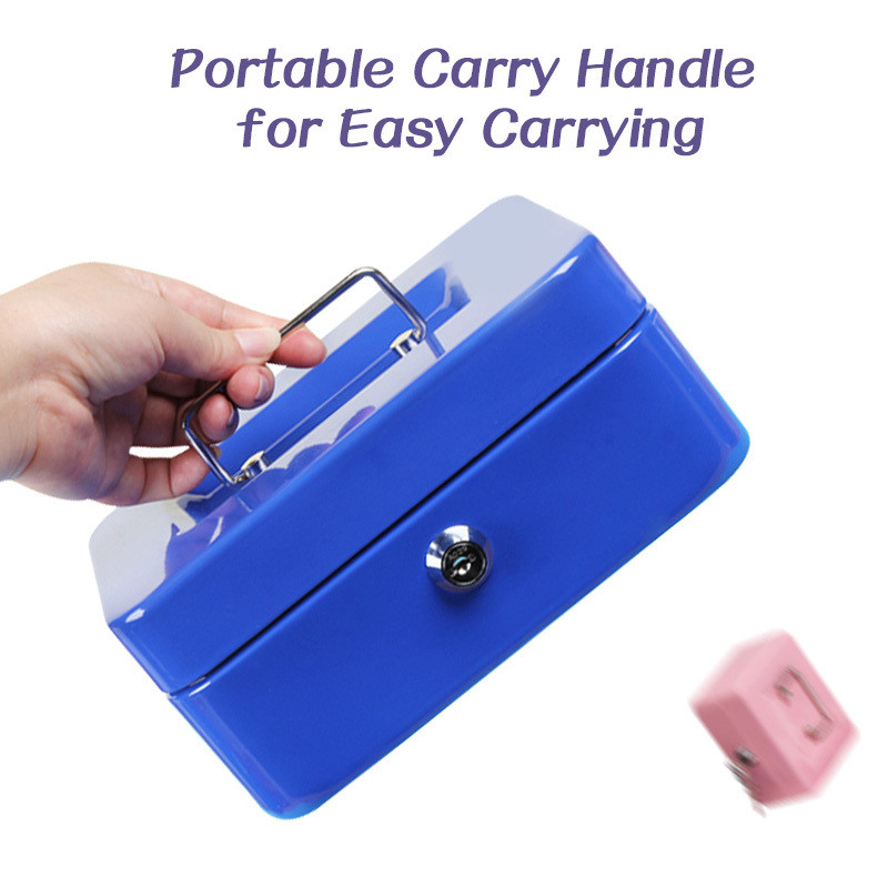 【Ship in 24h】4 Size Cash Box with key Portable Vault Money Box Safe Box ...