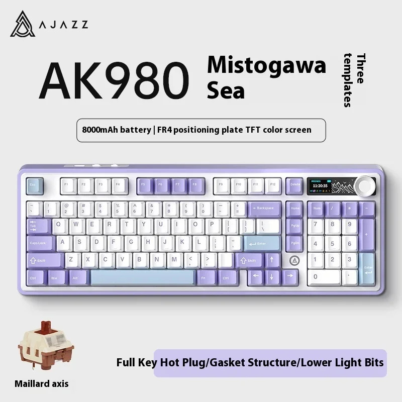 【Local Delivery】AJAZZ AK980 Mechanical Keyboard with Screen (Customizable) Knob English Wired ...