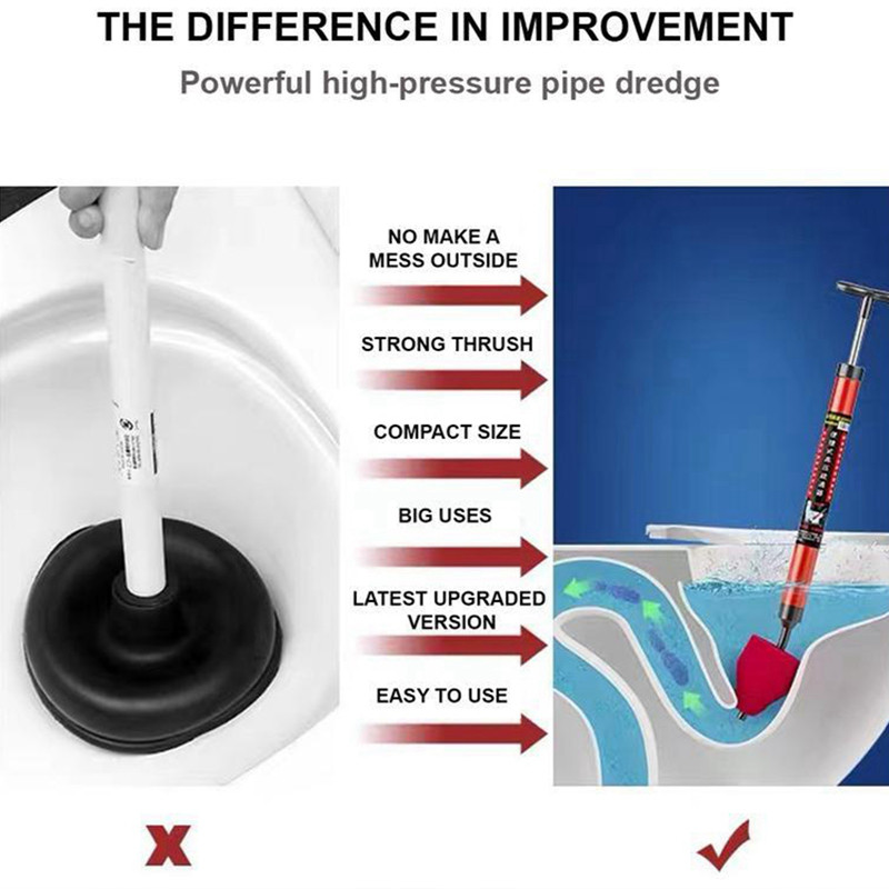 Toilet Cleaner Drain Declogger Air Plunger High Pressure Toilet Plunger ...