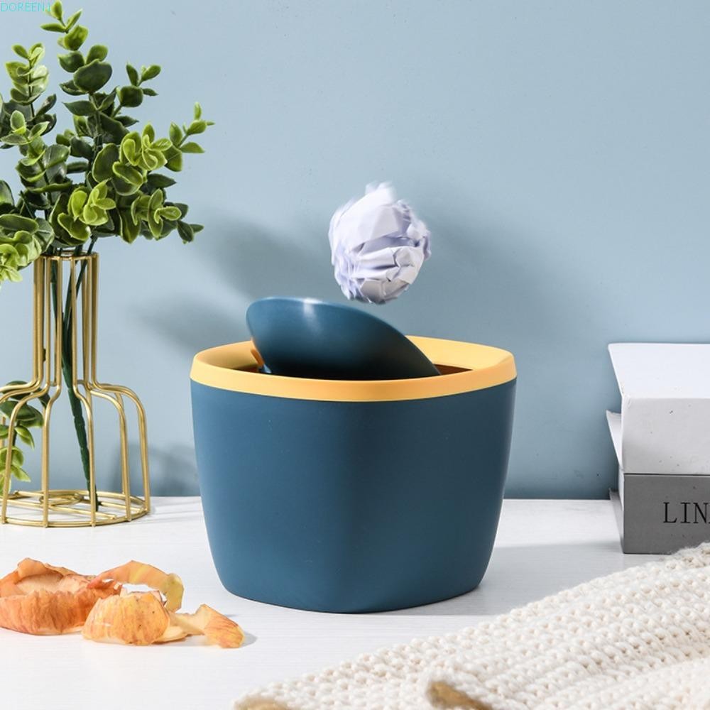 DOREEN1 Mini Desktop Bin, Plastic Removable Small Trash Can, Simple ...