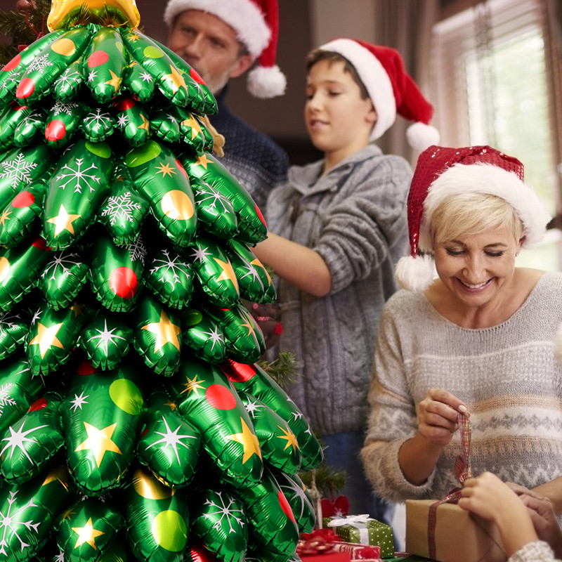 4D DIY Christmas Tree Snowman Foil Balloons Standing Christmas ...