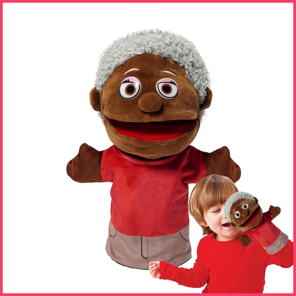 Hand Puppet Toy Cartoon Black People Plush Family Puppets Wide Mouth ...