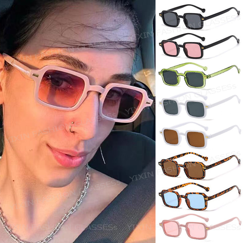 European And American Retro Rectangular Sunglasses For Women Men Trendy ...