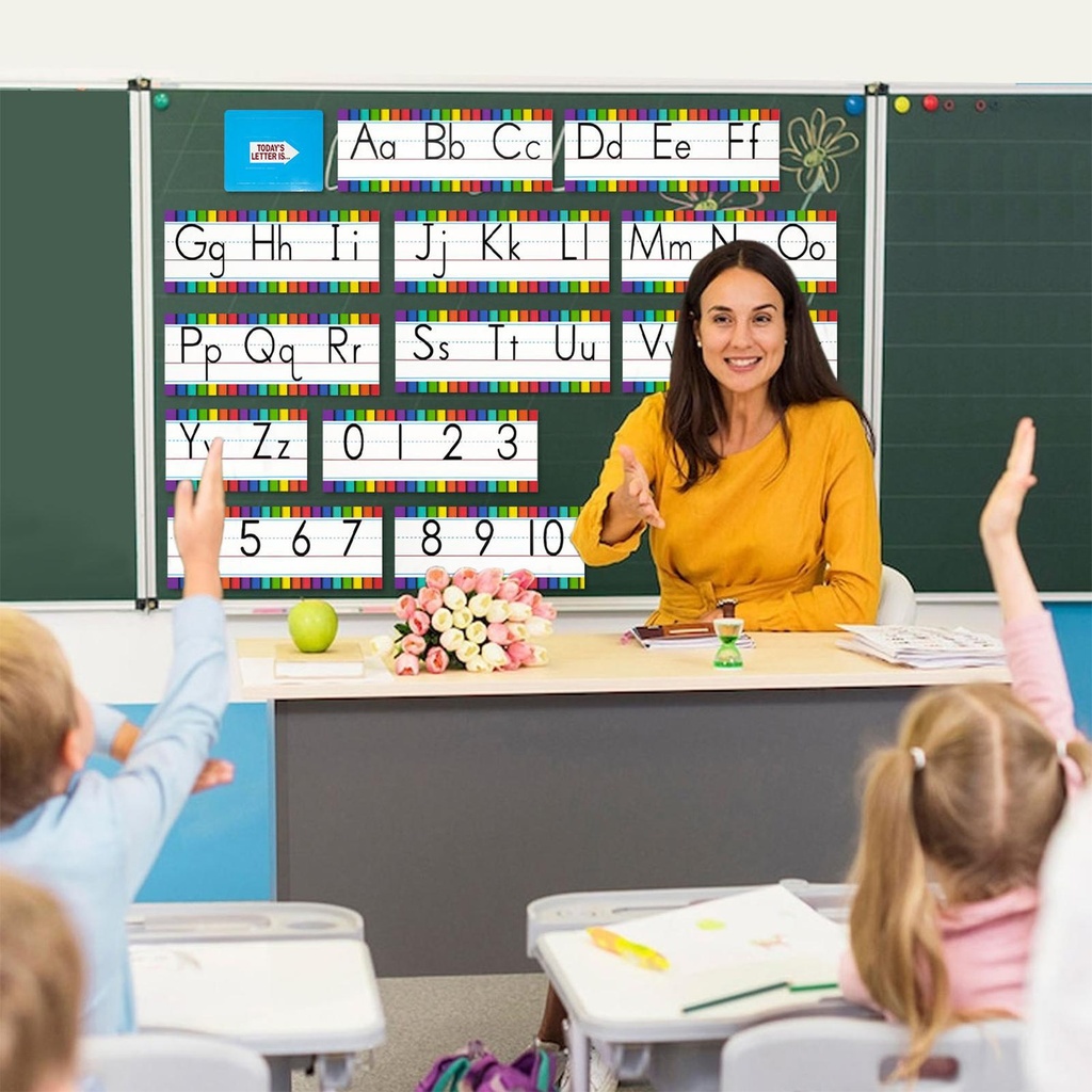Classroom Alphabet Number Posters Board Display Set Alphabet Wall ...