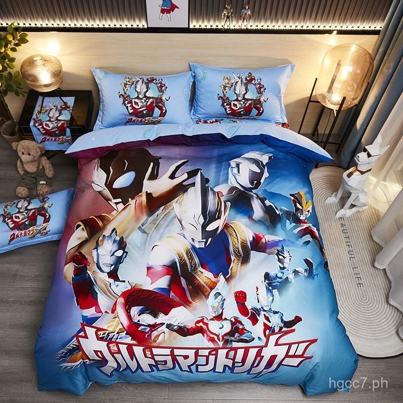 Ultraman Bed Four-Piece Set Boy Children Cartoon Spaceman Bed Sheet ...