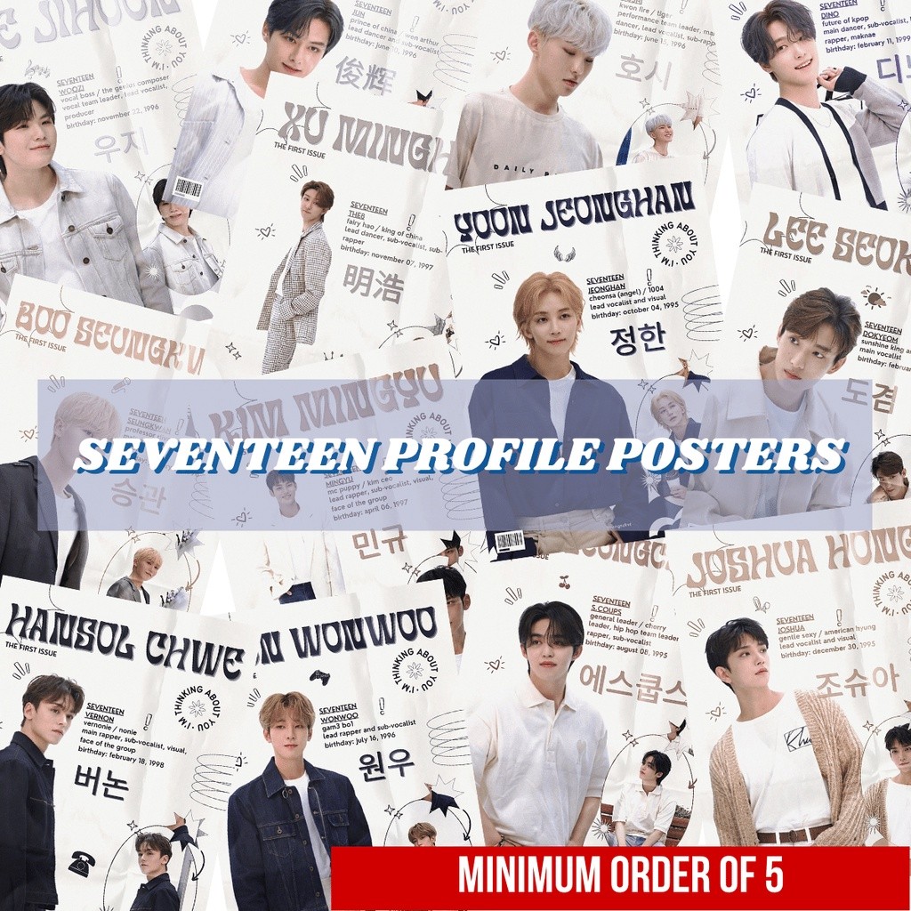 KPOP Seventeen SVT Carat Profile Collection | KPOP A4 Size Poster ...