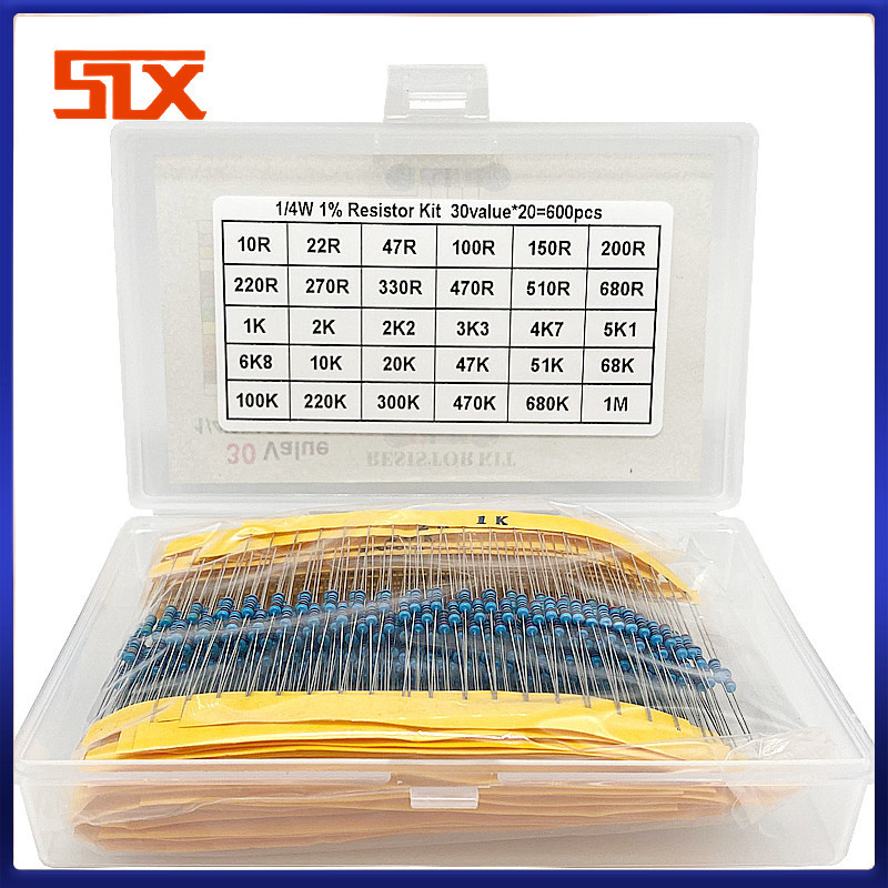 300pcs 600pcs 1/4W Resistance 1% 30 Kind Each 10pcs/20pcs Film Resistor ...