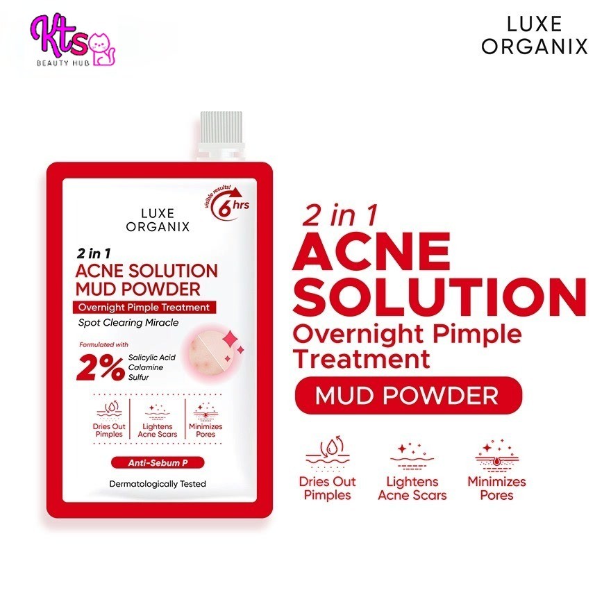 LUXE ORGANIX 2 in 1 Acne Solution Mud Powder Overnight Pimple Treatment ...