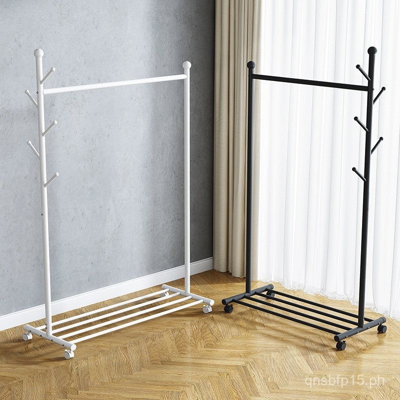 Simple Floor Standing Single Rod Coat Rack Foldable Household Floor ...