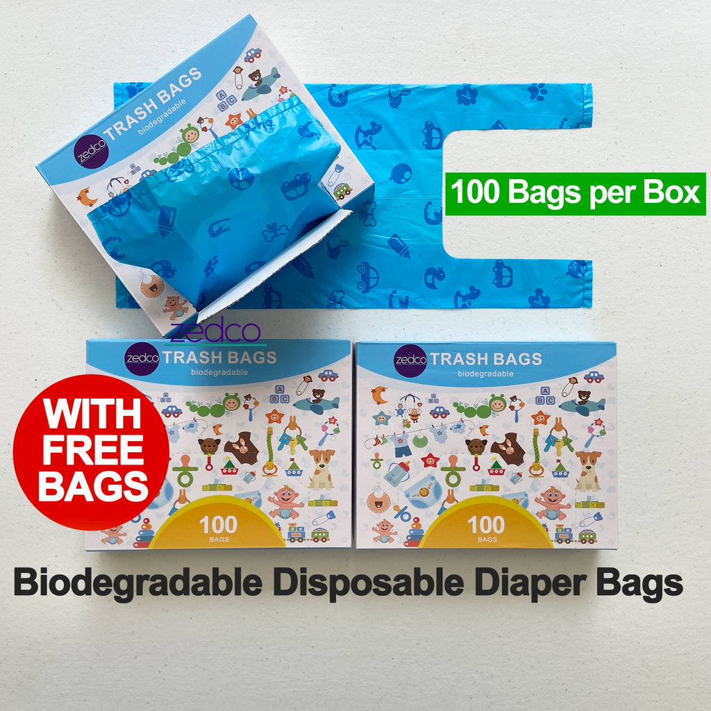 Zedco Biodegradable Disposable Diaper Bags – Thick, Leak-Proof, Easy ...