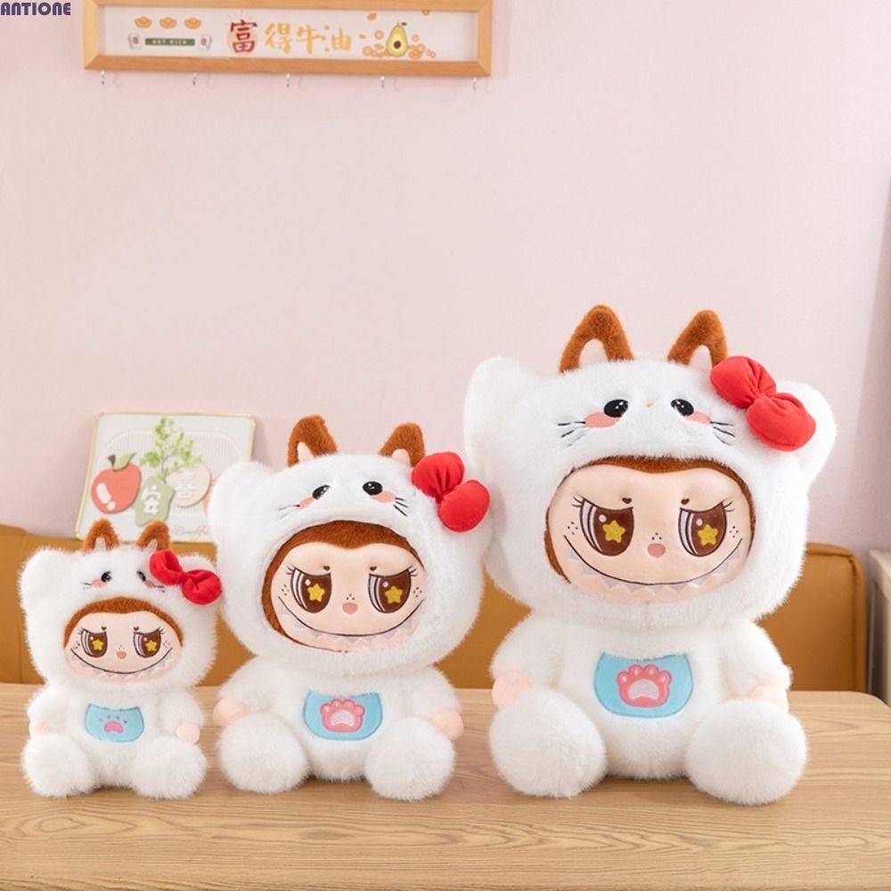 ANTIONE Labubu Stuffed Doll, Cat Style Star Eye Labubu Time Plush Toy ...
