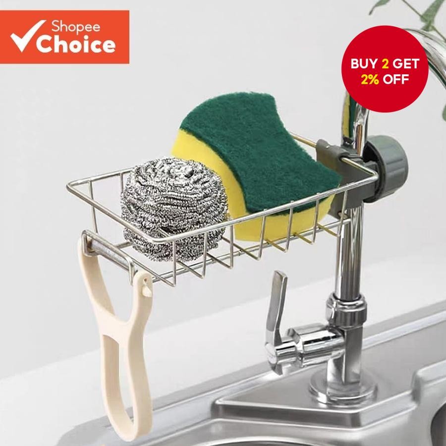 Stainless Steel Kitchen Faucet Sponge Holder & Shower Caddy - Durable ...