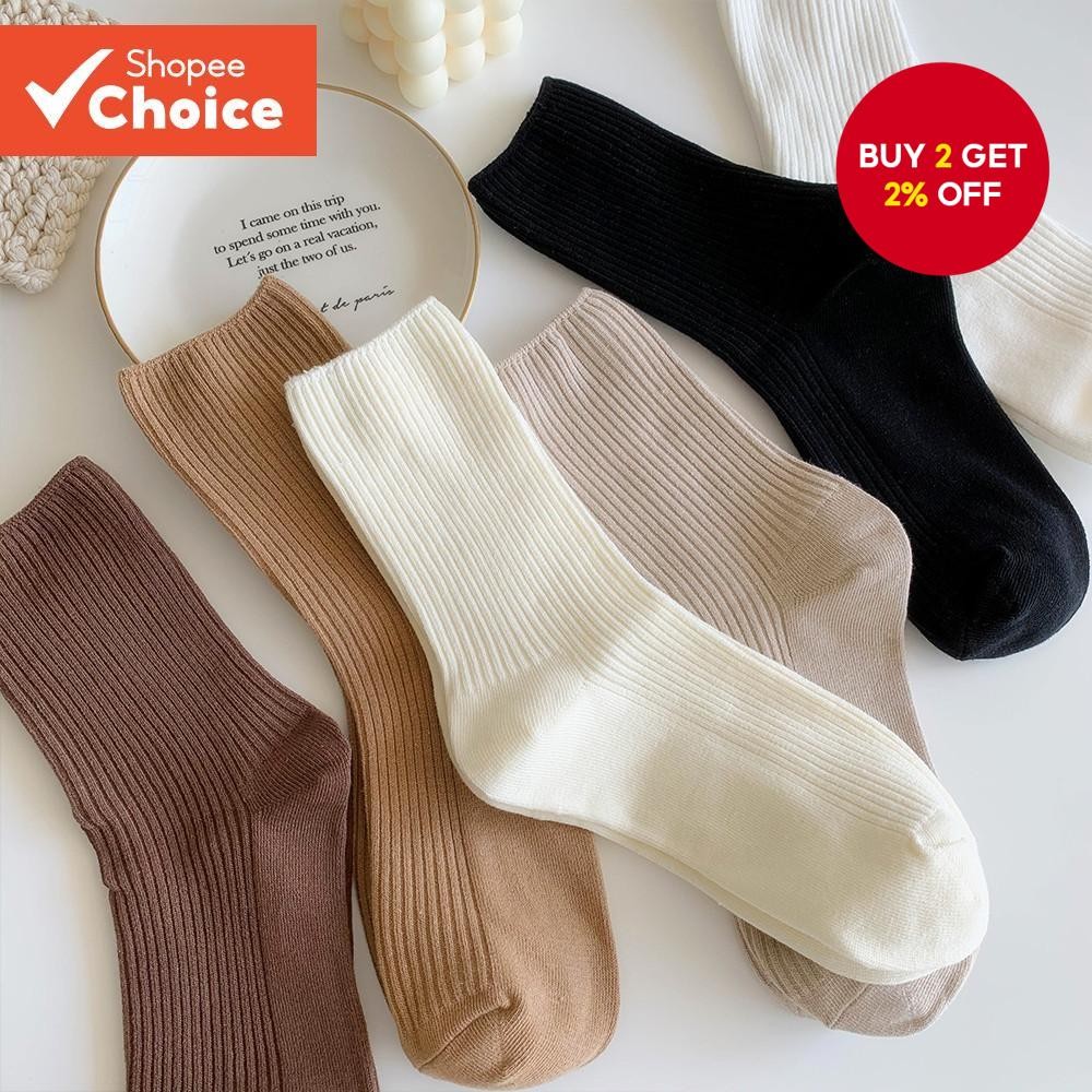 5 Pairs/set Sock Korean Edition Medium High Tube Breathable Japanese ...