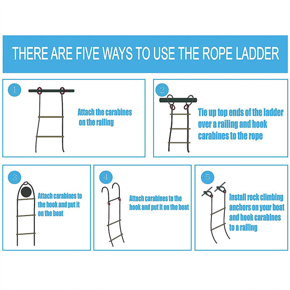 4 Step Boat Rope Ladder Folding Marine Rope Ladder Portable Rope ...
