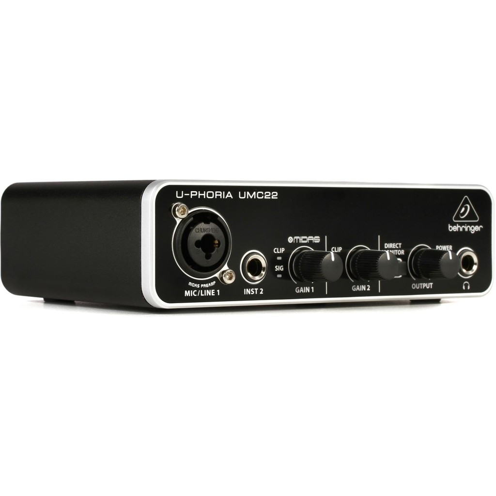 Behringer U-PHORIA UMC22 USB Audio Interface 2in/2out with MIDAS ...