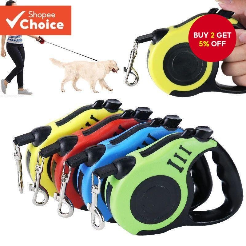 Retractable Dog Leash 3m/5m - Nylon Extending Lead with Anti-Slip ...