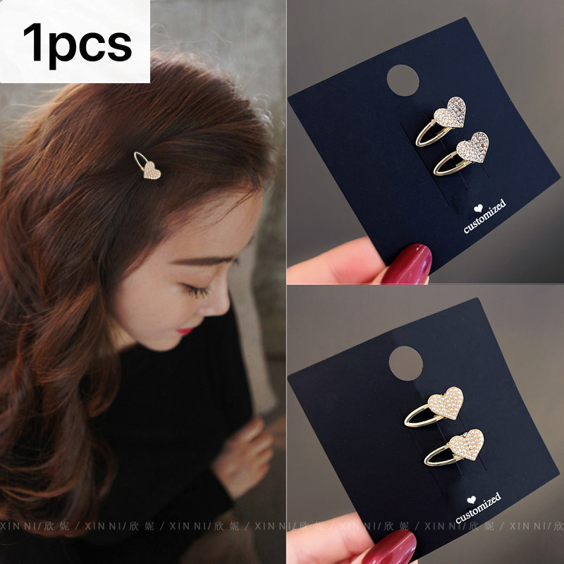 Fashionable Exquisite Rhinestone Pearl Love Small Hair Clip Cute Small ...
