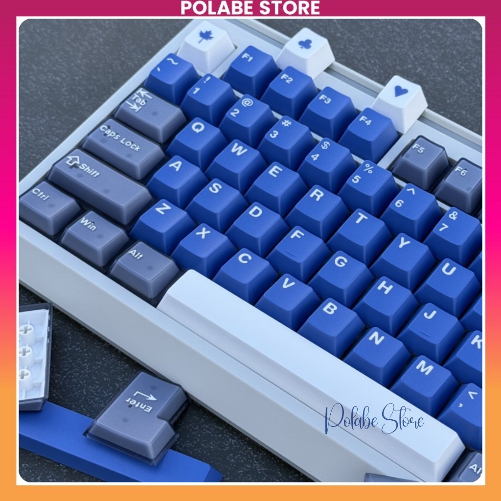 Keycap Blue Samurai V2 Cherry profile Keycap CMK ABS Blue White Polabe ...