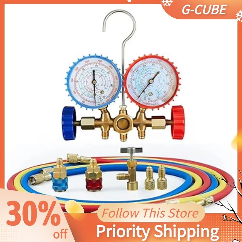 R410a 3Way AC Diagnostic Manifold Gauge Complete Set for R134A R410A ...