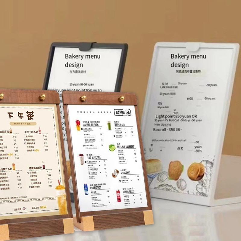 A4 Desktop Display Billboard Restaurant Acrylic Menu Stand Coffee Shop ...