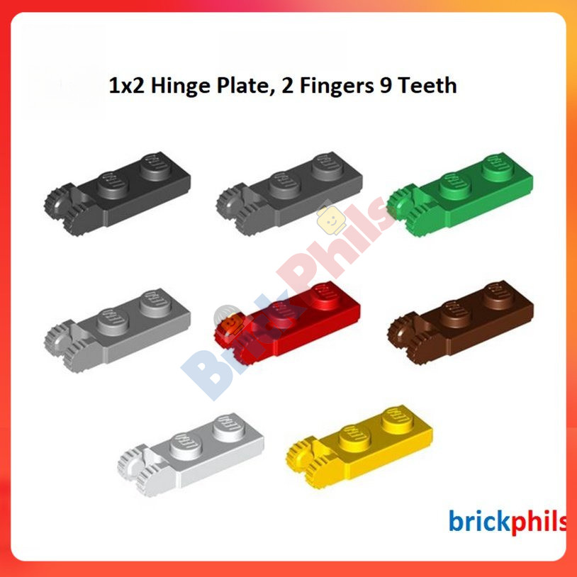 Brickphils Part 1x2 Hinge Plate, 2 Fingers 9 Teeth (5pcs per Lot ...
