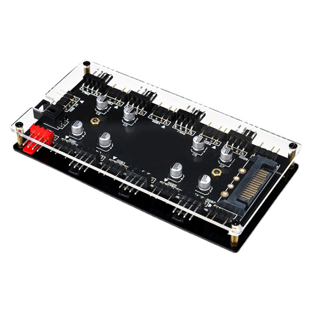 Rain 12V 4Pin/5V 3PIN Cooler Fan HUB Splitter SATA Power Supply ARGB ...