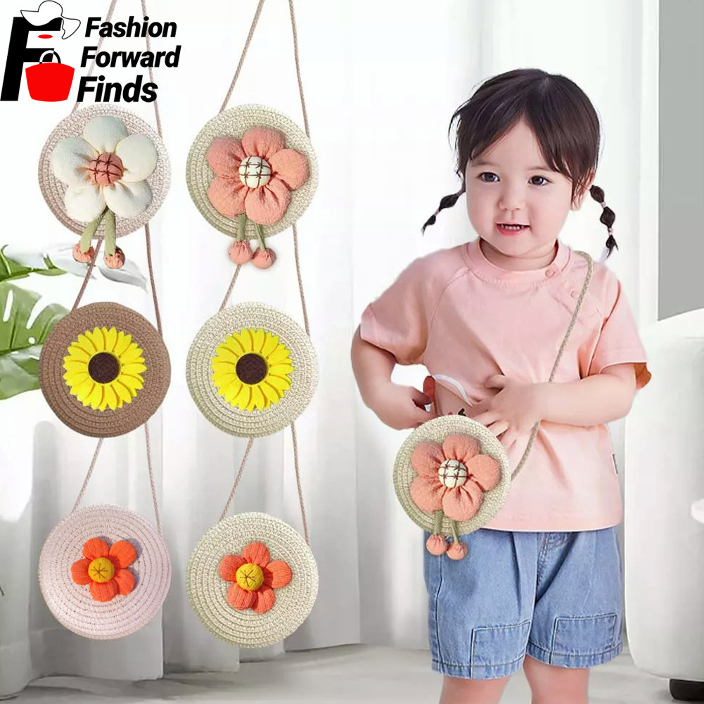 Mini Cute Children's Straw Woven Bag Woven Shoulder Bag Kids Messenger ...