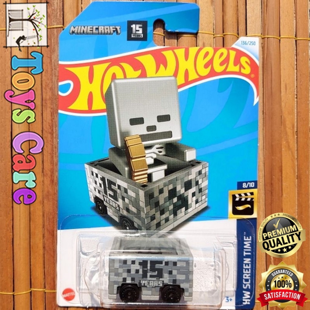 Hotwheels MINECART 2024 Gray - 15 YEARS MINECRAFT PIXEL CART | Shopee ...