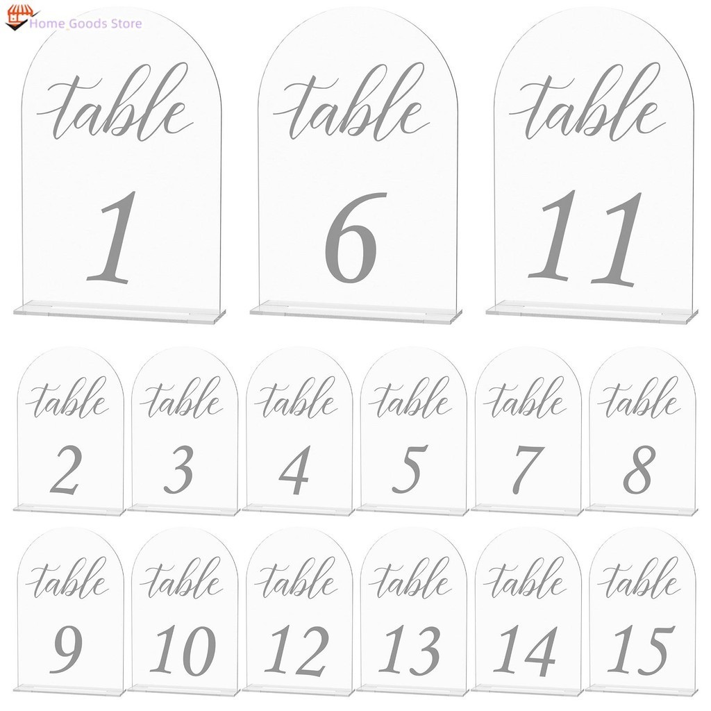 15Pcs Frosted Arch Table Numbers Clear Frosted Arch Acrylic Table Signs ...